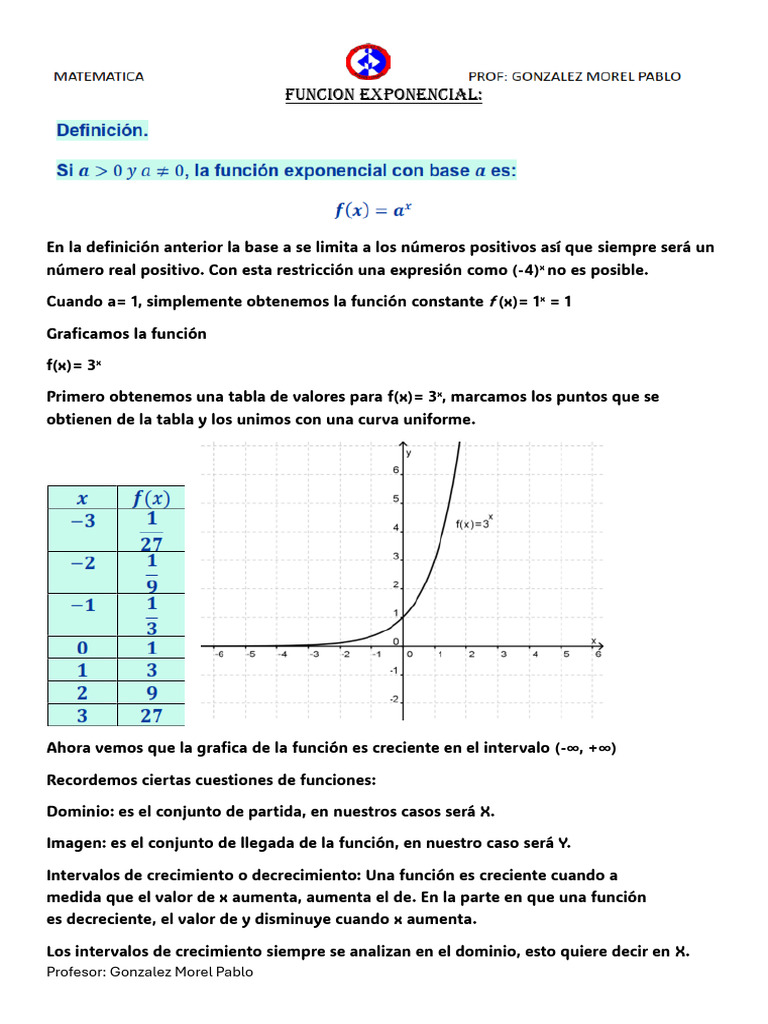 Funciones Exponenciales: Crecimiento y Gráficas | PDF | Función ...