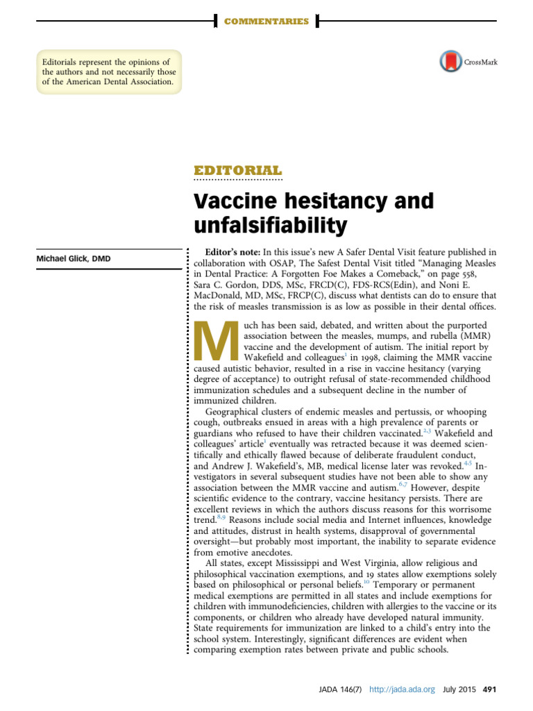 Vaccine Hesitancy and Unfalsifiability - Adaj | PDF | Vaccination ...