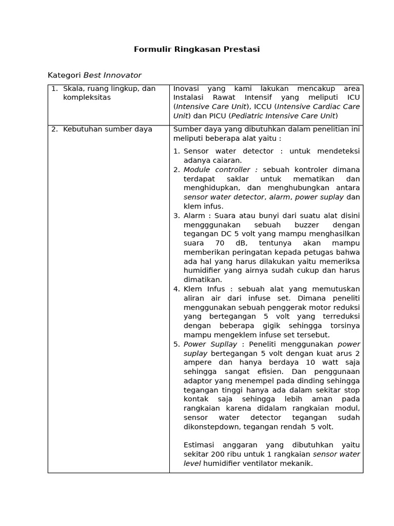 Inovasi Sensor Air untuk Ventilator ICU | PDF