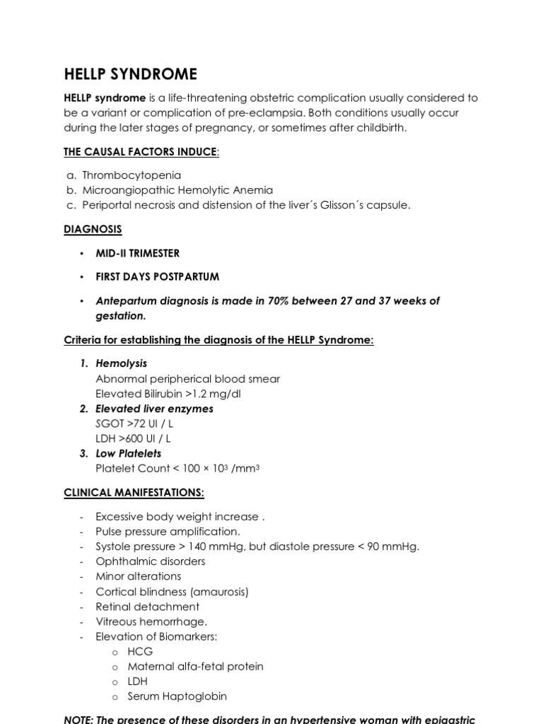 Understanding HELLP Syndrome Symptoms | PDF | Human Pregnancy ...