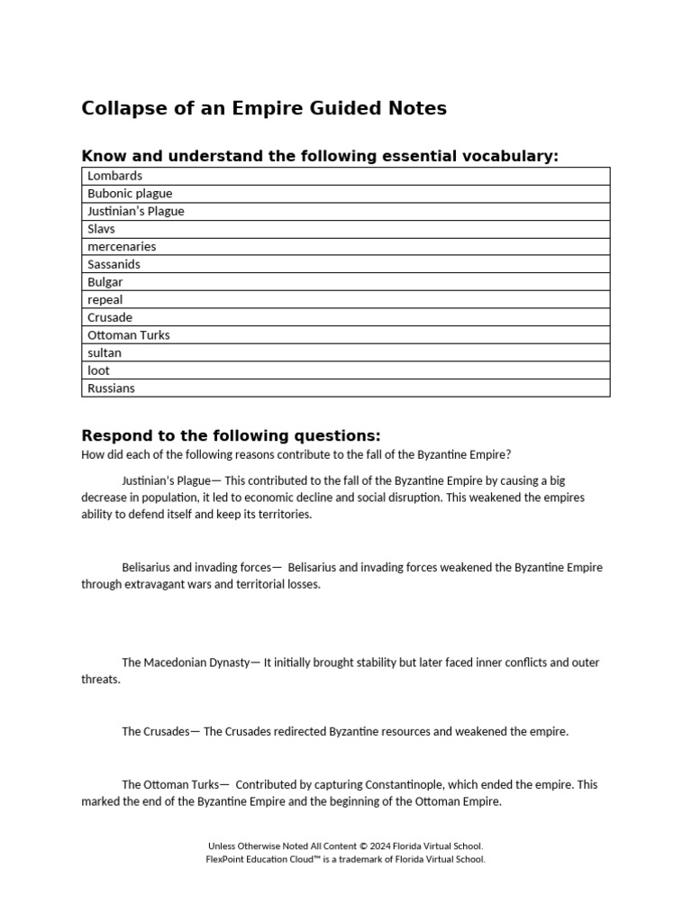 Causes of Byzantine Empire Collapse | PDF