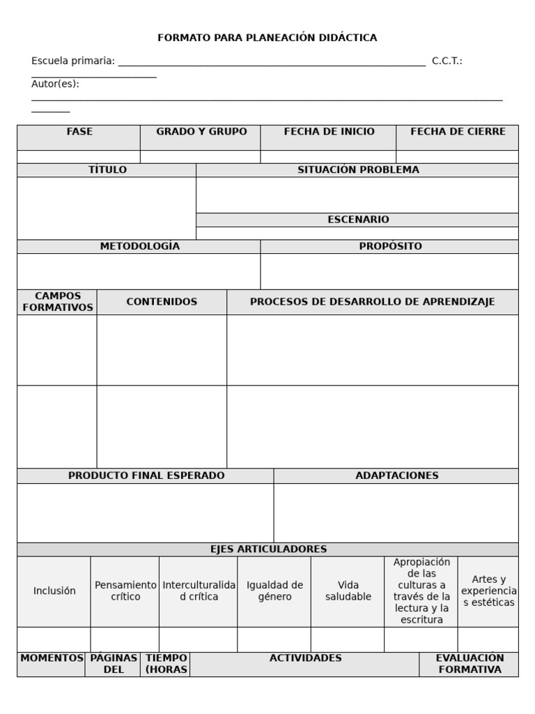 Formato 2 Planeaci N Did Ctica 2 | PDF