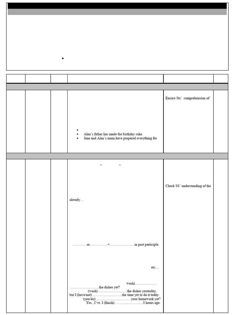 1st Bac Grammar Present Perfect Pdf Grammatical Tense Verb