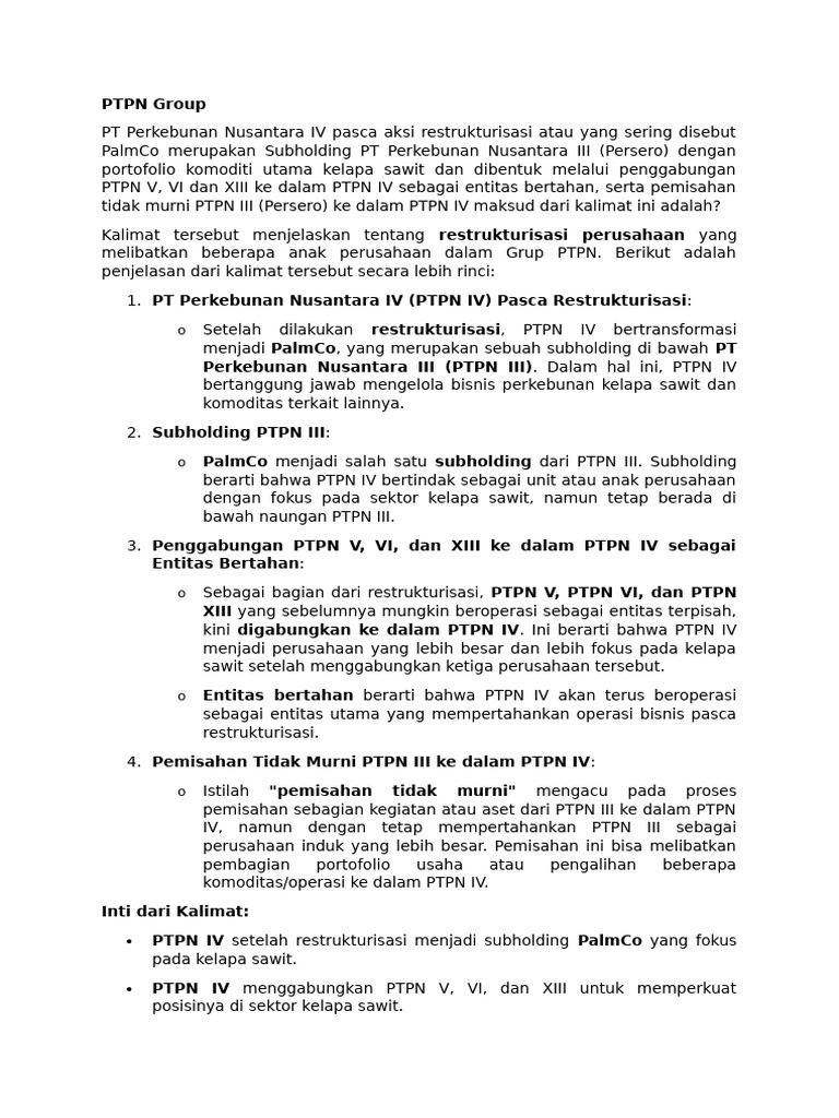 Bahan Belajar PTPN IV | PDF