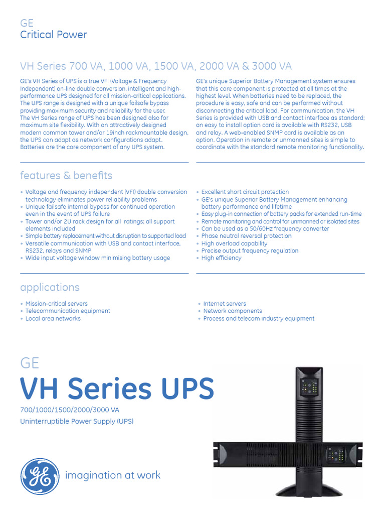 GE VH Series UPS Overview and Specs | PDF | Electrical Engineering ...