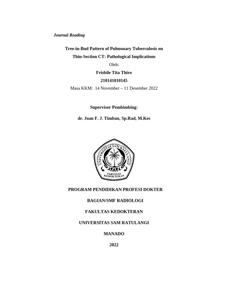 Journal Reading Tree-in-Bud Pattern of Pulmonary Tuberculosis On Thin ...