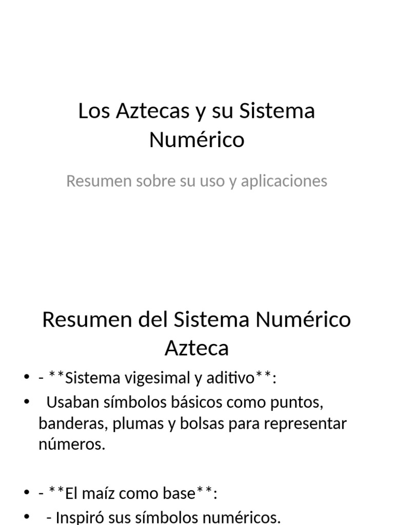 Resumen Sistema Numerico Azteca 2 | PDF