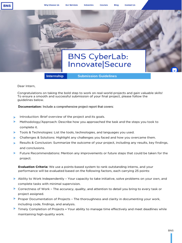 Internship Guidelines BNS Cyberlab PDF | PDF
