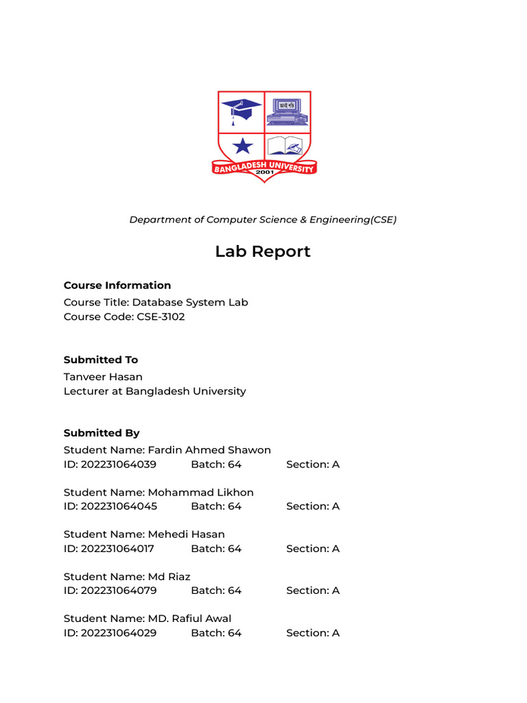 Lab-Report | PDF | Databases | Sql