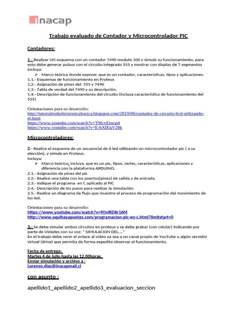 Trabajo Evaluado de Contador y Microcontrolador - 2020 - 135 | PDF