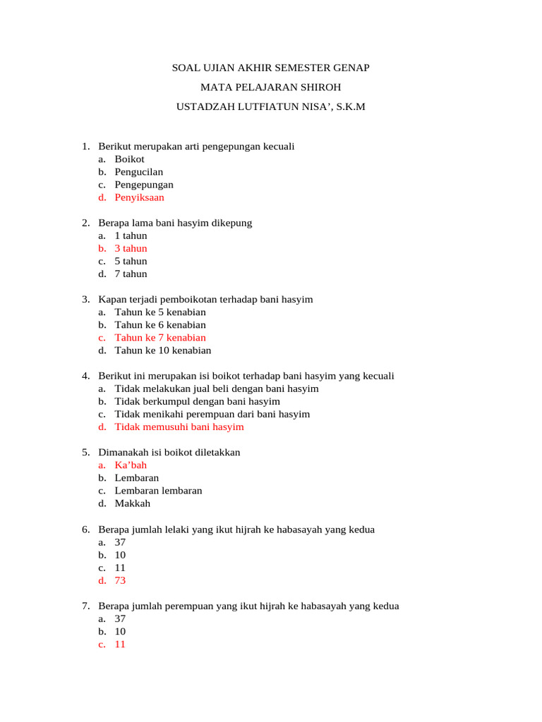 Soal Ujian Akhir Semester Genap | PDF