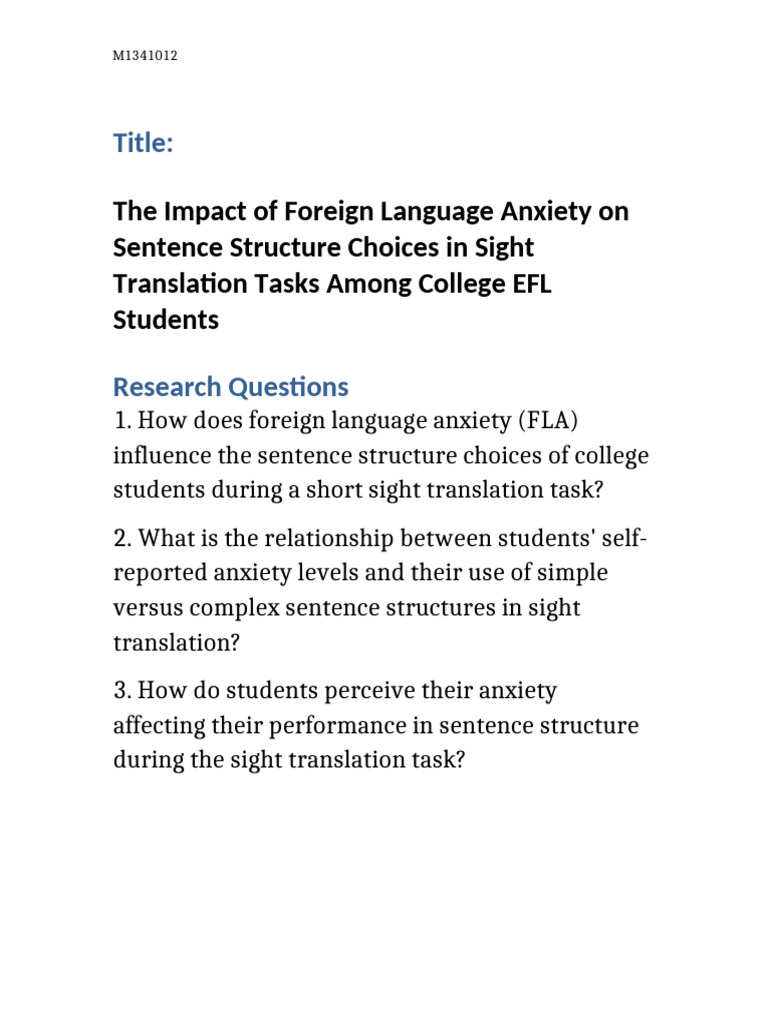 Research Project Title and Questions | PDF