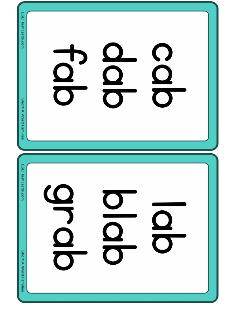 Short A Word Families Medium | PDF