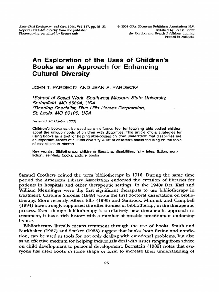 An Exploration of The Uses of Children's Books As Na Approach For ...