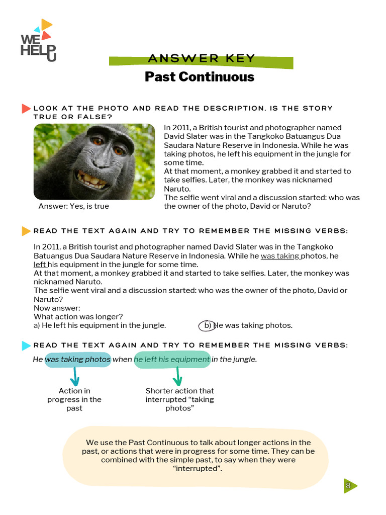 Grammar Plus - 6 - Past Continuous - Answer Key | PDF