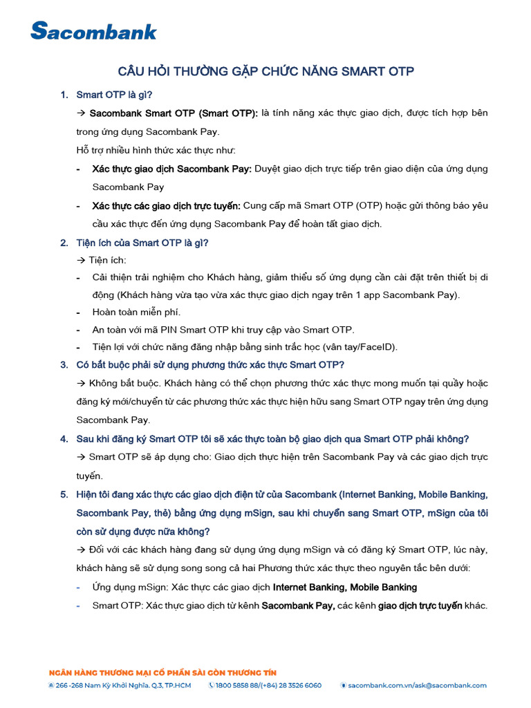 Cau Hoi Thuong Gap Smart Otp | PDF