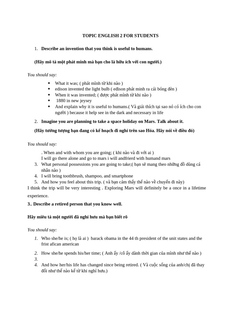 Speaking Ta2 For Sts 2 | PDF