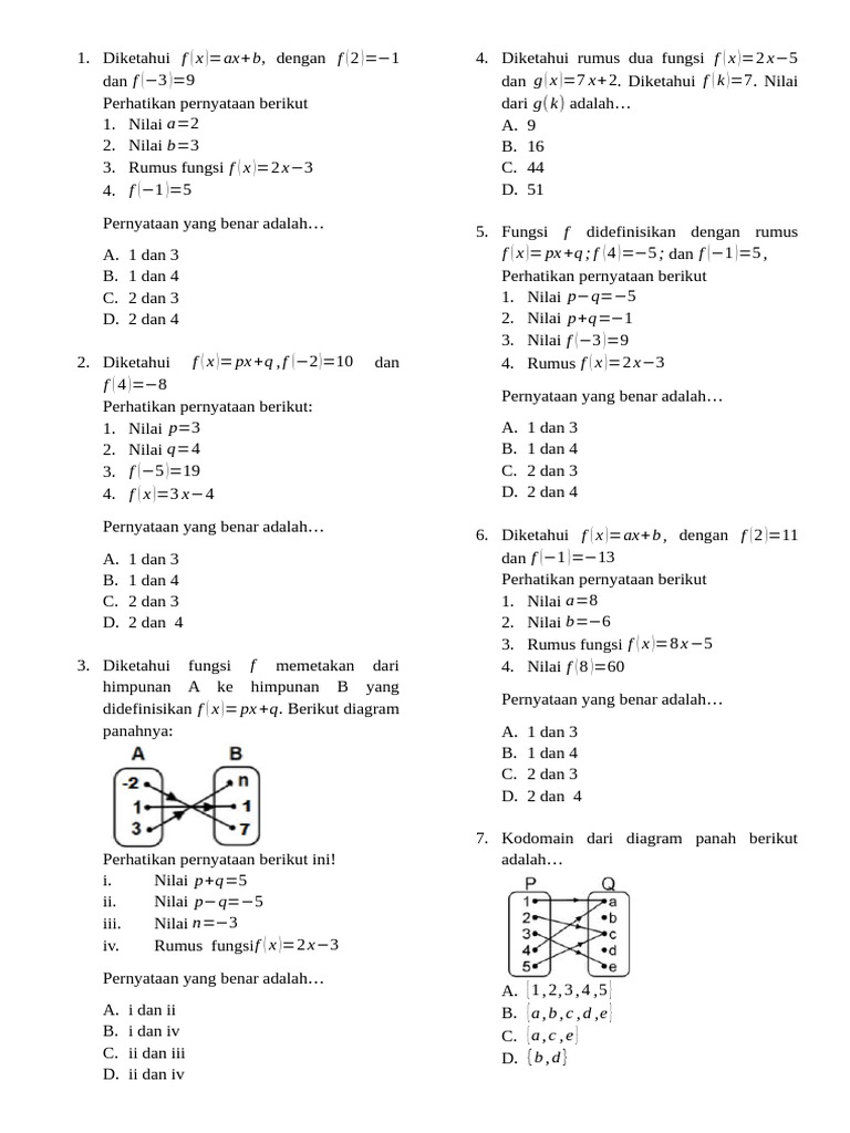 SOAL - Relasi Dan Fungsi | PDF