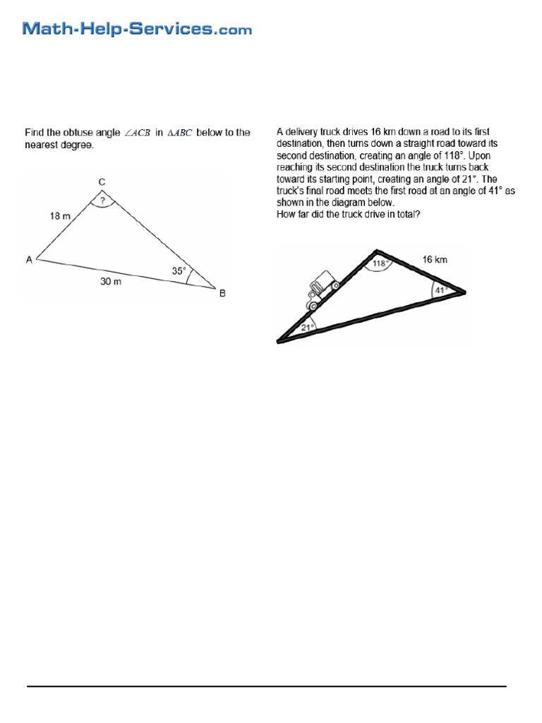 Trig Extra Finding sides & Angles | PDF