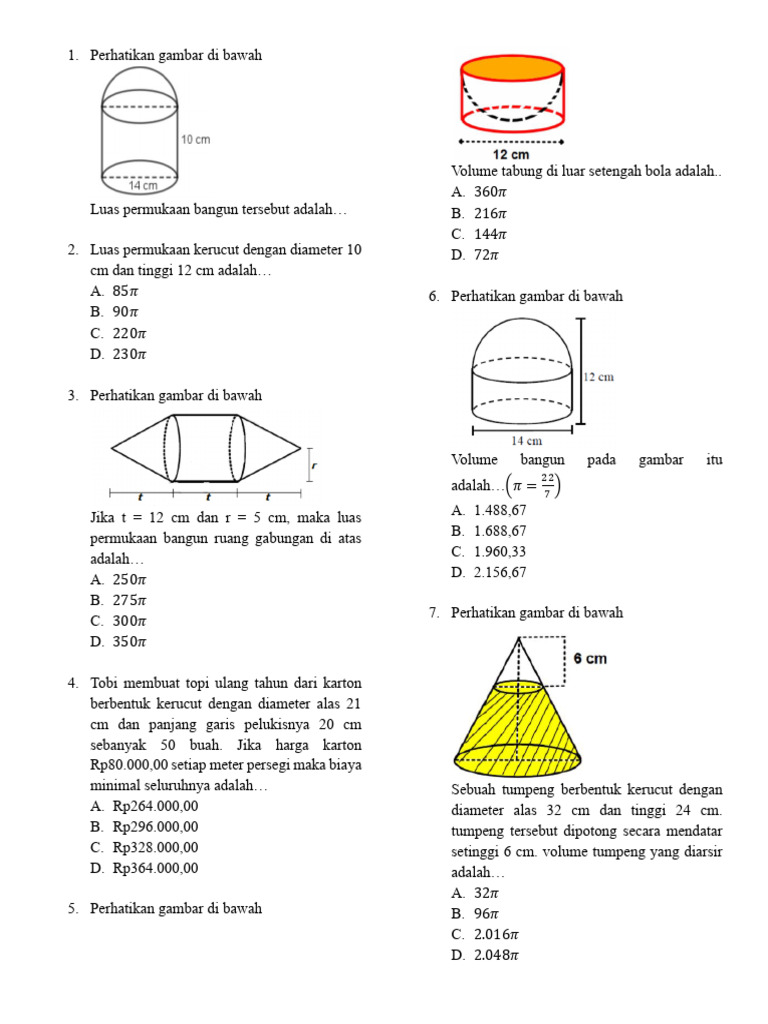 SOAL - Bangun Ruang Sisi Lengkung | PDF