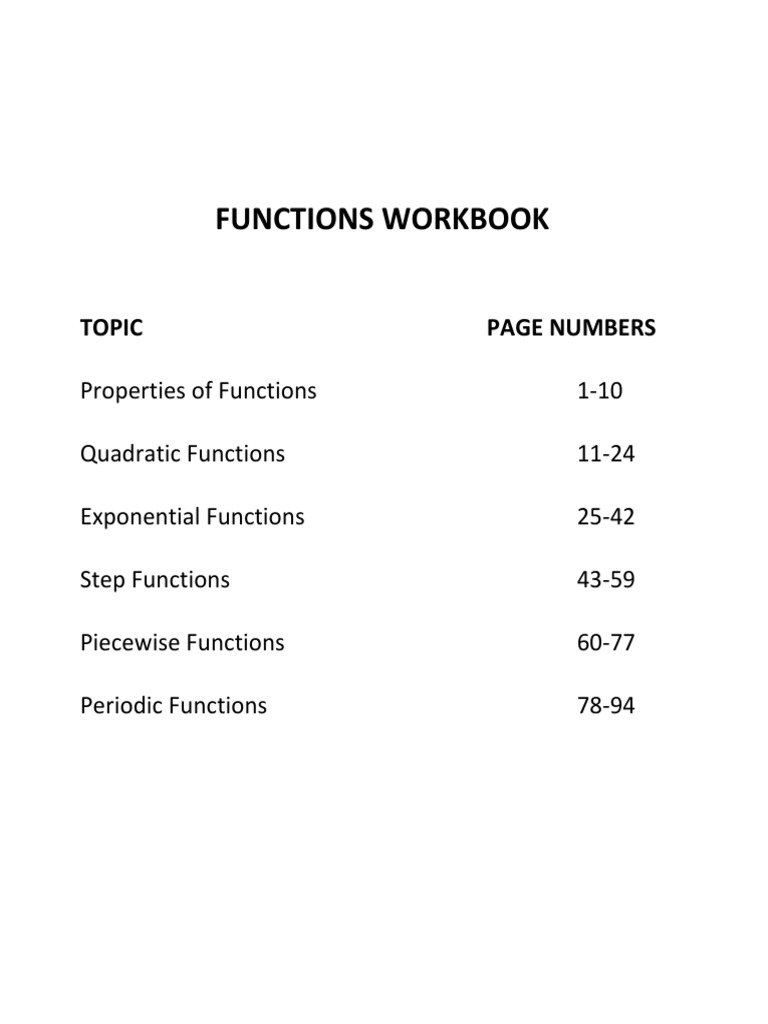 Workbook+ +Functions Answers | PDF | Function (Mathematics) | Trajectory