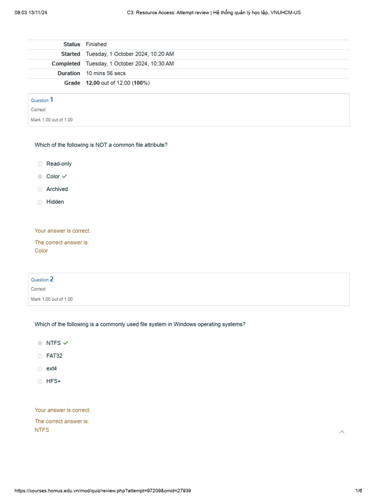 C3_ Resource Access_ Attempt review _ Hệ thống quản lý học tập, VNUHCM ...
