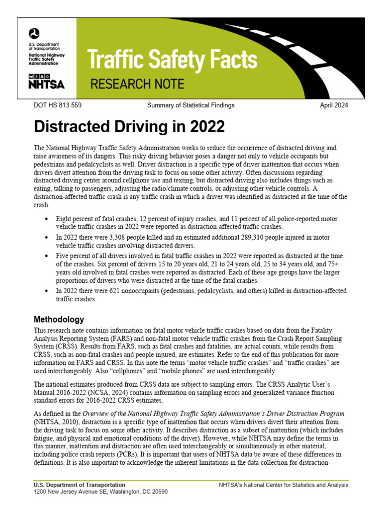 Distracted Driving Statistics 2022 | PDF | Traffic Collision | National ...