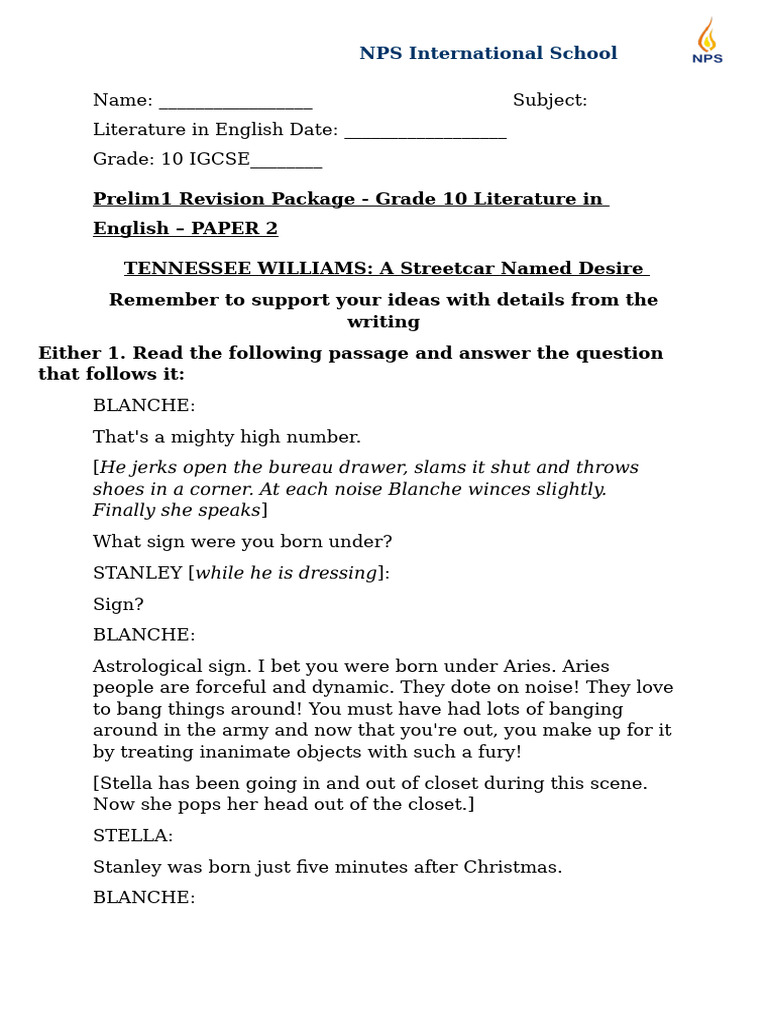 G10 PRELIM 1 Revision Pacakage Paper 2 Nov 2024 | PDF