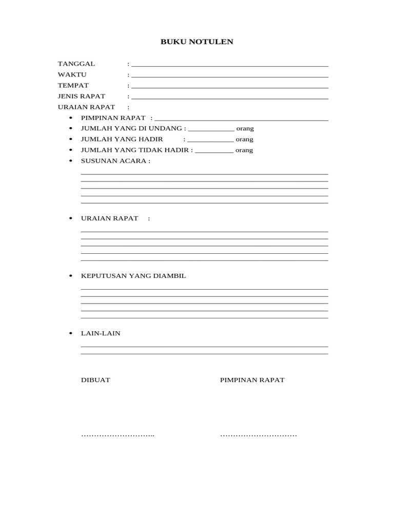 Notulen Rapat: Format dan Contoh | PDF