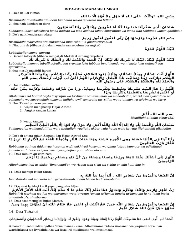 Do'a Manasik Umrah-1 | PDF