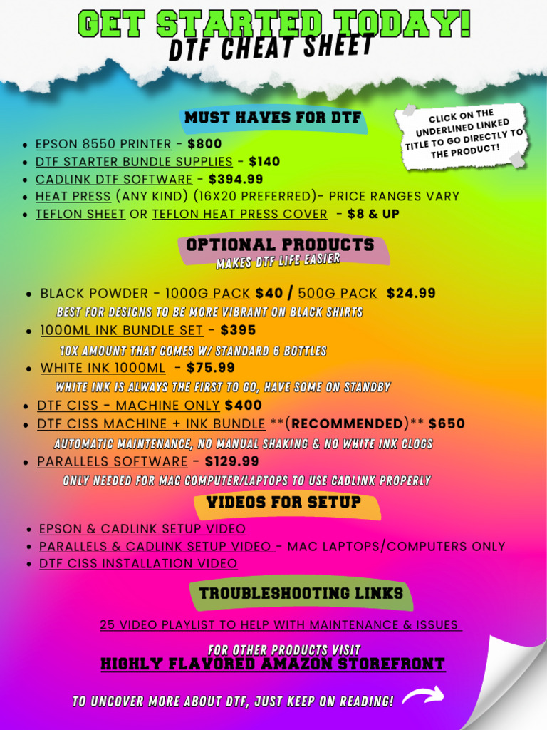 Get Started Today- DTF Cheat Sheet! | PDF