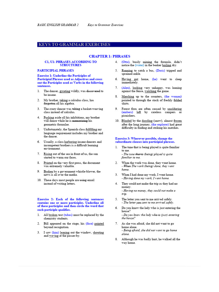 answer-grammar-tieng-anh-2 | PDF | Adverb | Verb