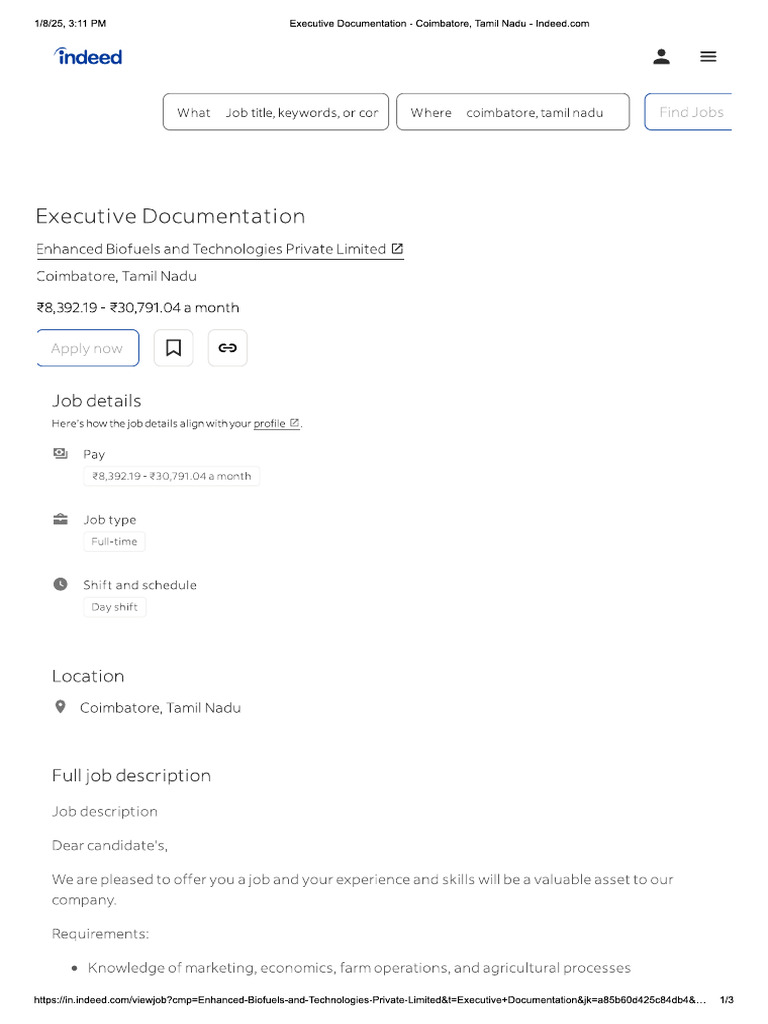Executive Documentation - Coimbatore, Tamil Nadu | PDF