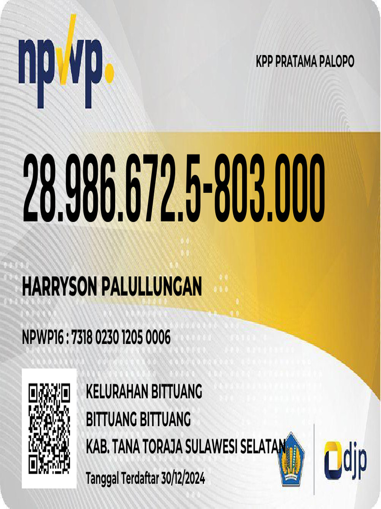 NPWP Harryson | PDF