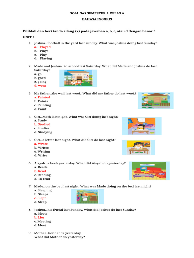 Soal Sas Bing Semester 1 Kelas 6 | PDF