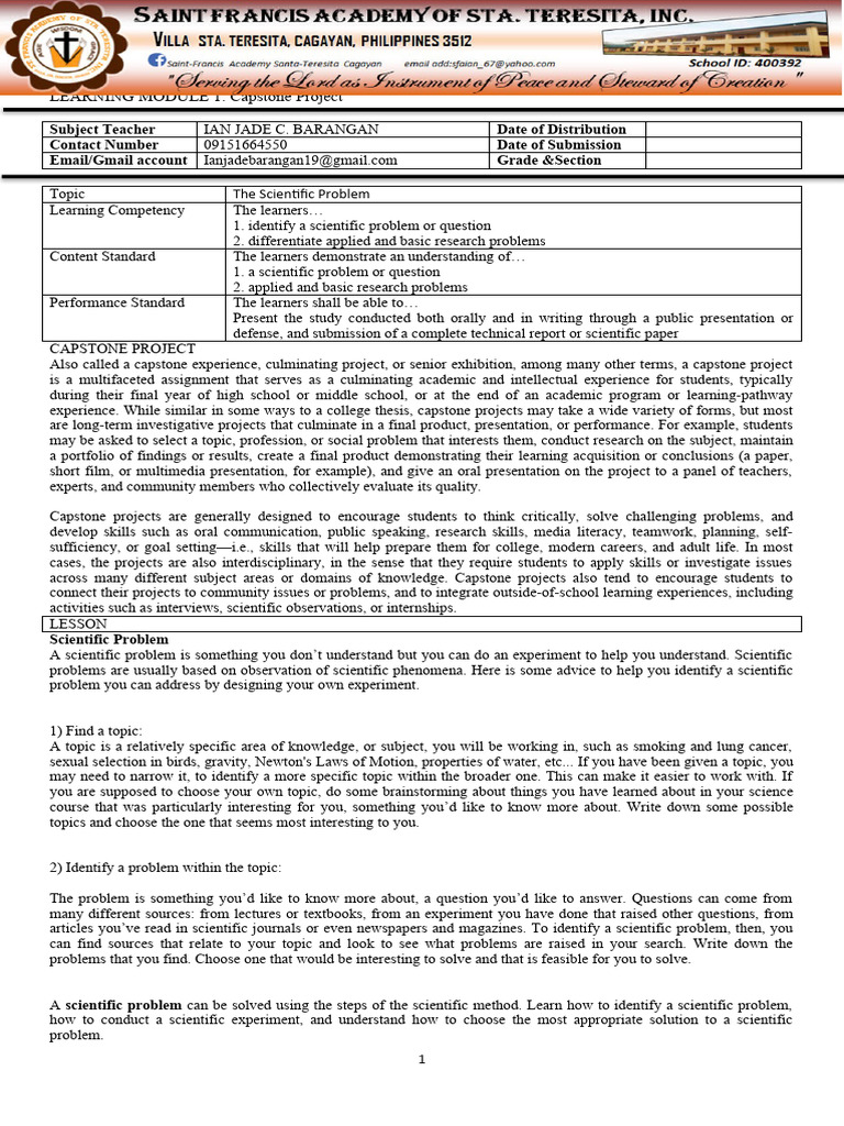 Module 1 Capstone | PDF | Methodology | Experiment