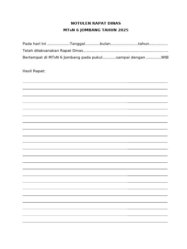 Notulen Rapat Dinas | PDF