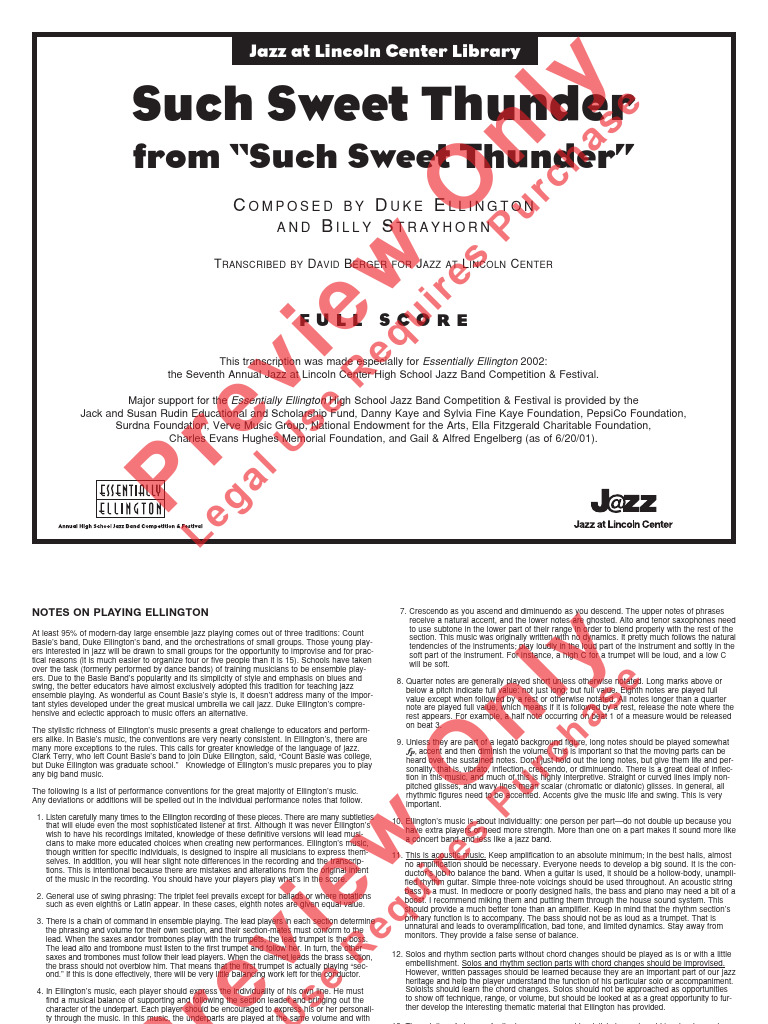 Such Sweet Thunder: Performance Guide | PDF | Trumpet | Jazz