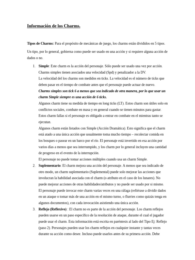 Tipos y Keywords de Charms en Juegos | PDF