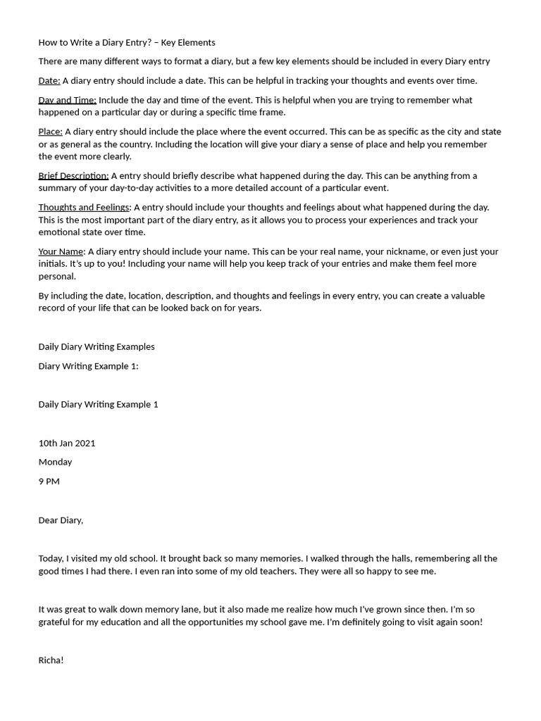 How to Write a Diary Entry | PDF