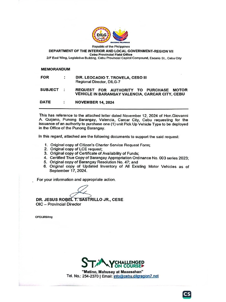 Authority To Purchase Motor Vehicle | PDF