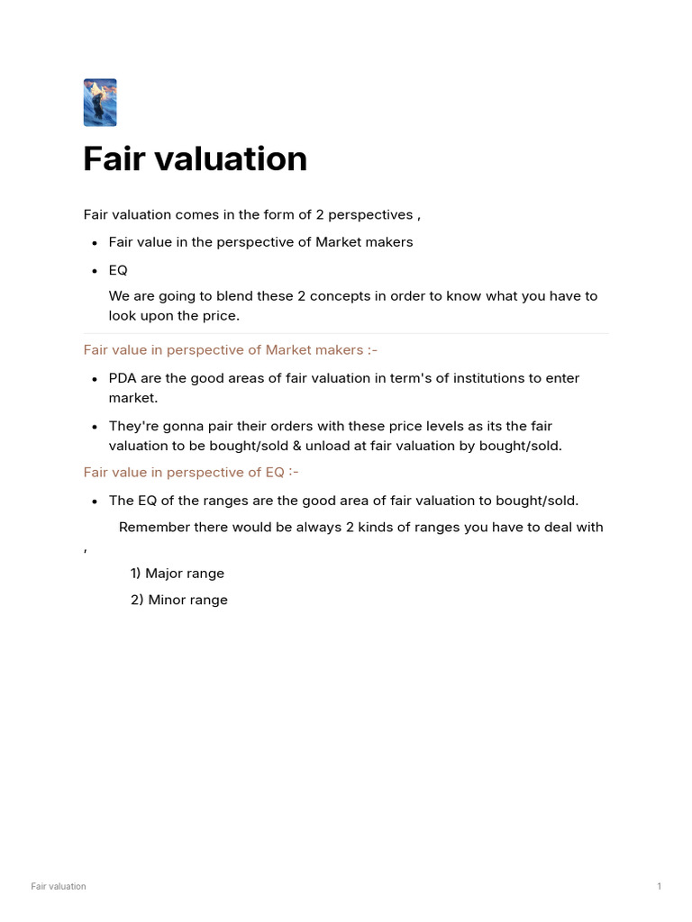 Fair Valuation: Fair Value in Perspective of Market Makers | PDF
