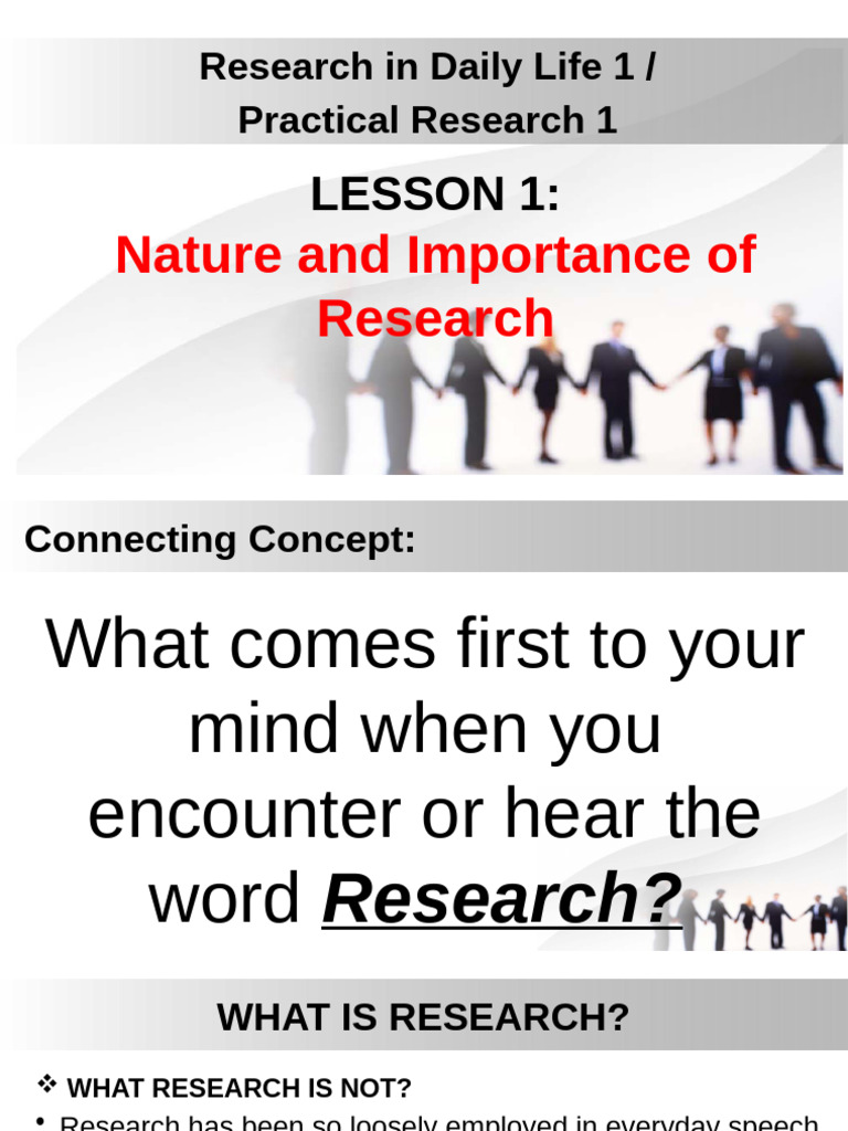 Lesson 1 Nature and Importance of Research | PDF | Knowledge | Information