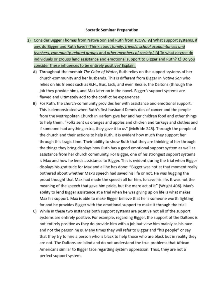 Socratic Seminar: Support Systems in Literature | PDF | The Great Gatsby