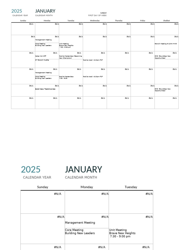 BN 2025 Calendar | PDF