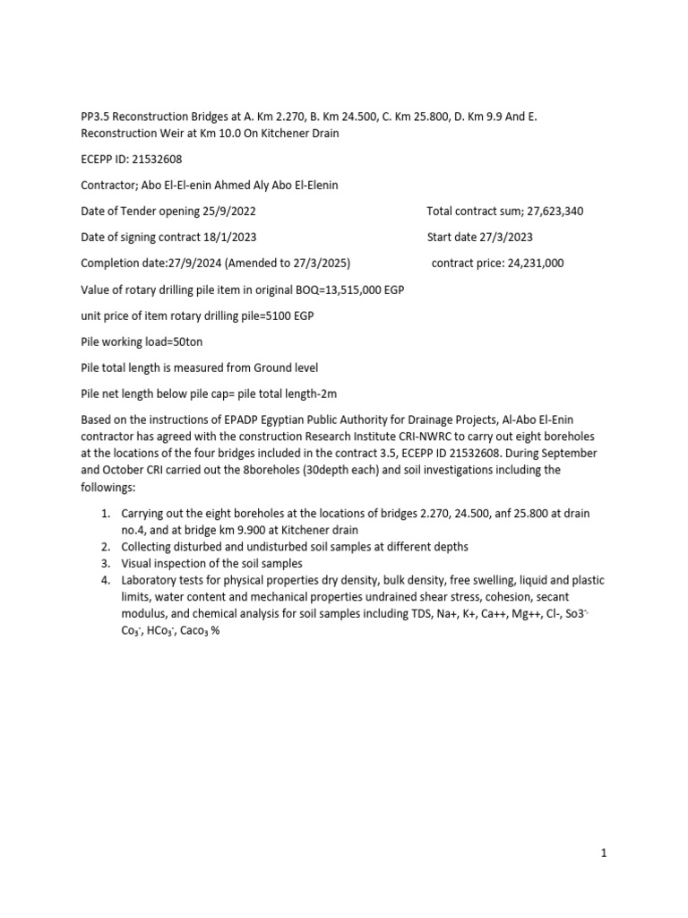 Executive Summary Sheet of Contractor Claim | PDF | Deep Foundation ...