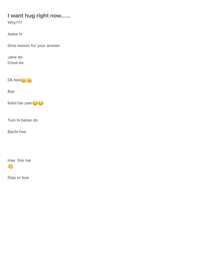 I Want Hug Right Now | PDF