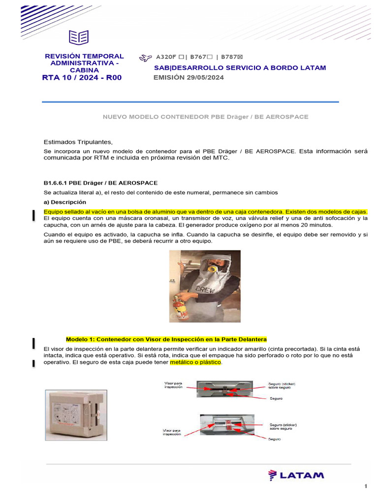 Rta Cab 10 La Rev 00 - 2024 Nuevo Modelo Contenedor Pbe Dräger - Be ...