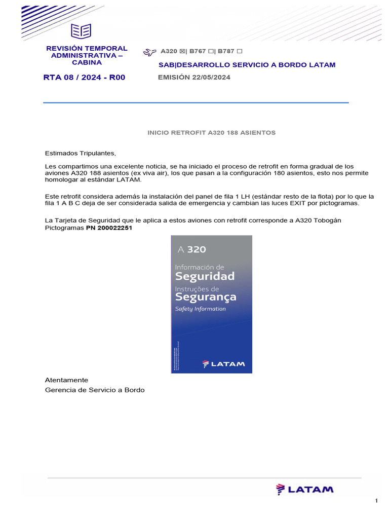 Retrofit A320: Cambio de Asientos y Seguridad | PDF