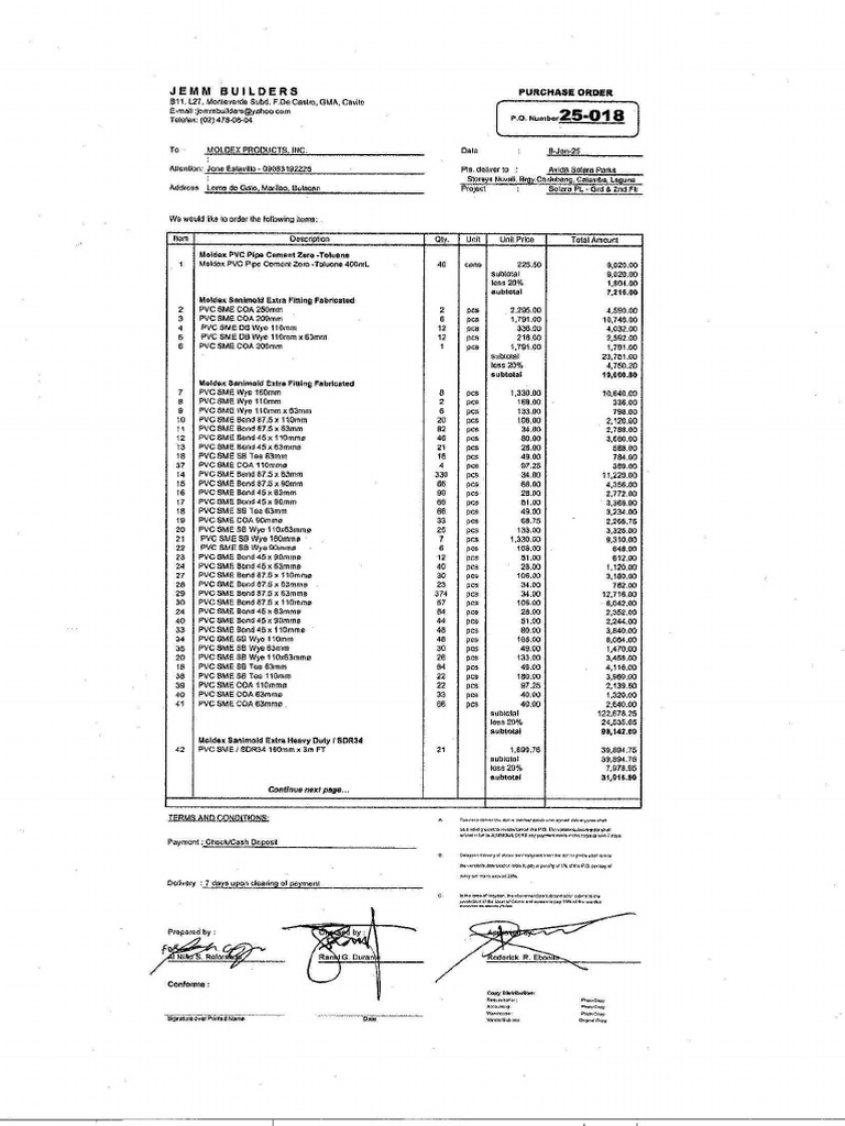 PO25-018 & 2307MOLDEX(Solara-PVCPipes&Fittings) | PDF